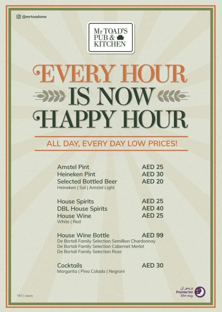 EVERY HOUR IS NOW HAPPY HOUR - Mr. Toad's Pub & Kitchen - Premier Inn ...