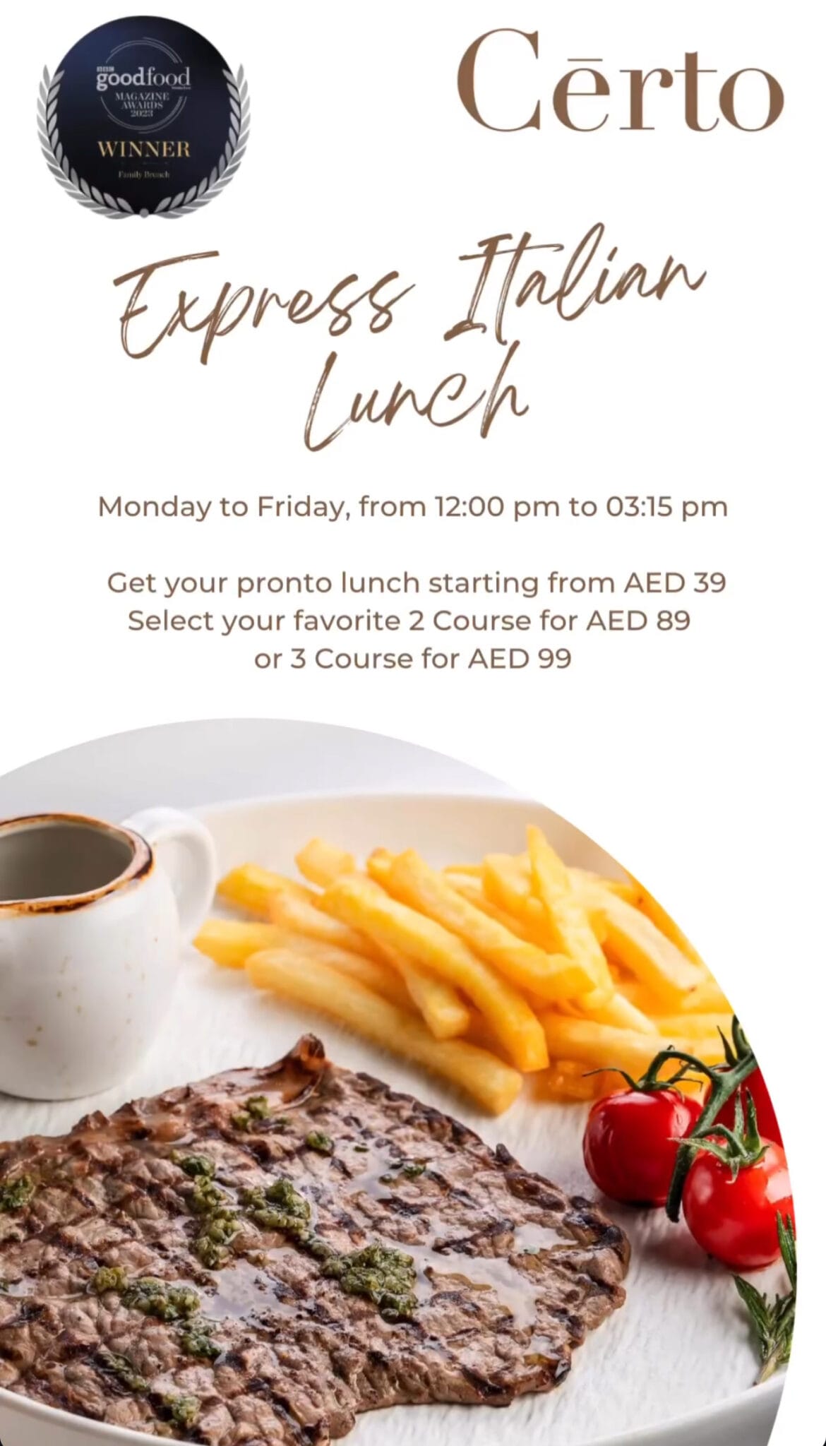 Express Italian Lunch - Certo Italian Restaurant - Radisson Blu - dizzer