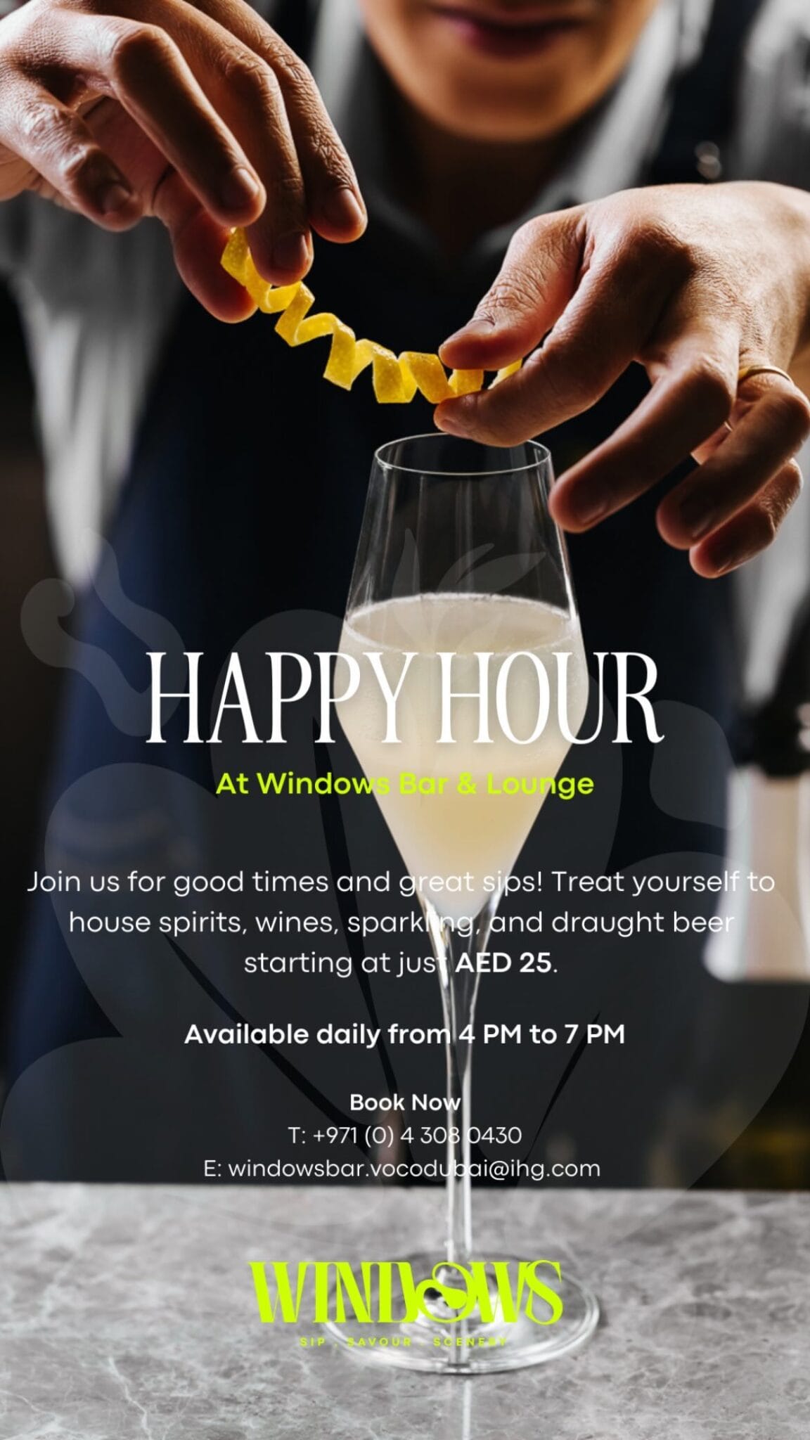 Happy Hour at Windows Bar and Lounge - Windows Bar and Lounge - Voco ...