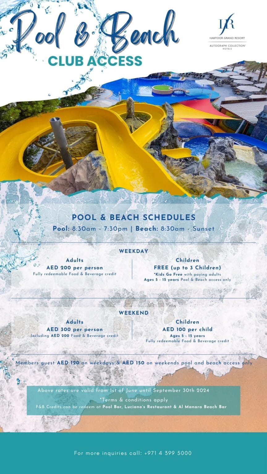 Pool & Beach Access - Al Sama Pool Bar - Habtoor Grand Resort Autograph ...