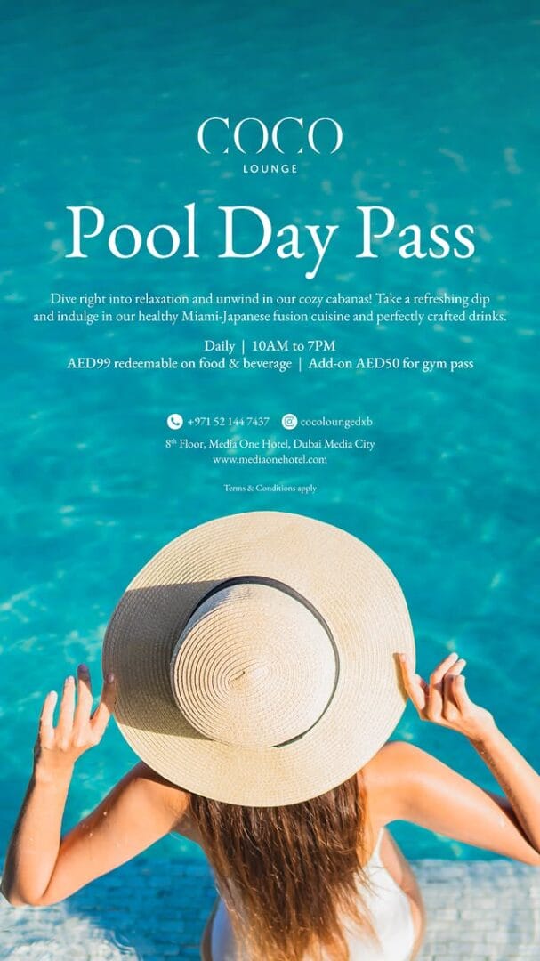 Pool Day Pass & Gym - Coco Lounge - Media One Hotel - dizzer