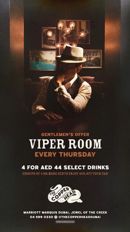 Viper Room – Gents’ Night - The Copperhead Pub - Marriott Marquis Dubai ...